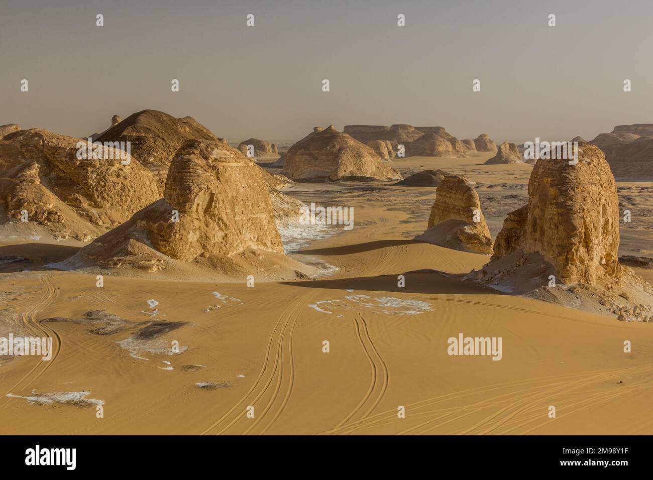 Rock formations of El Aqabat (Agabat) valley in the White Desert, Egypt ...