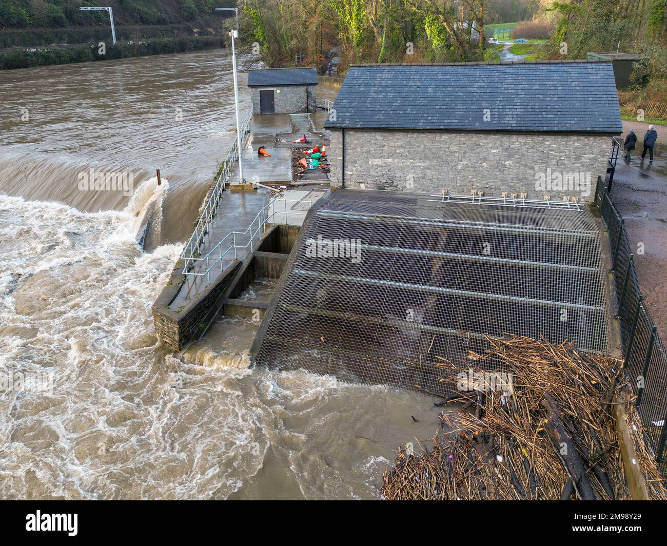 Radyr, Cardiff - January 2023: Aerial view of the hydroelectric power ...