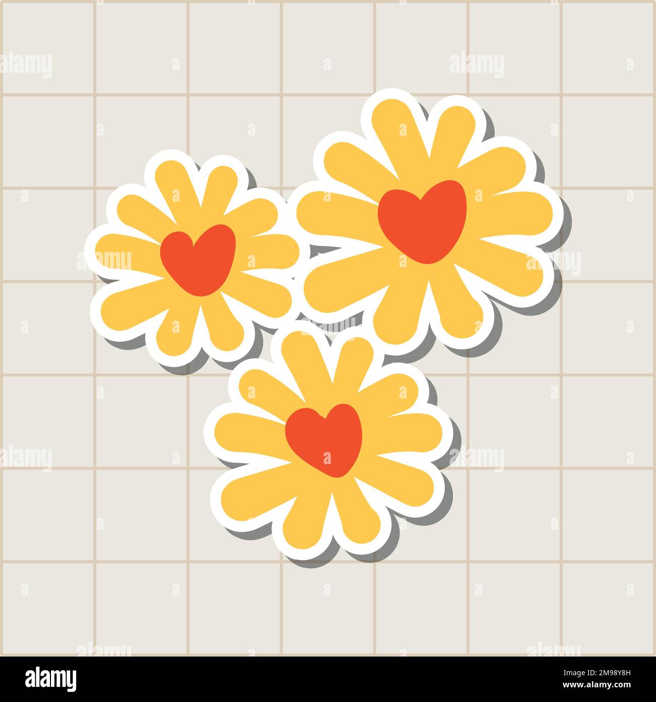 Cute yellow flower sticker design element vector Stock Vector Image ...