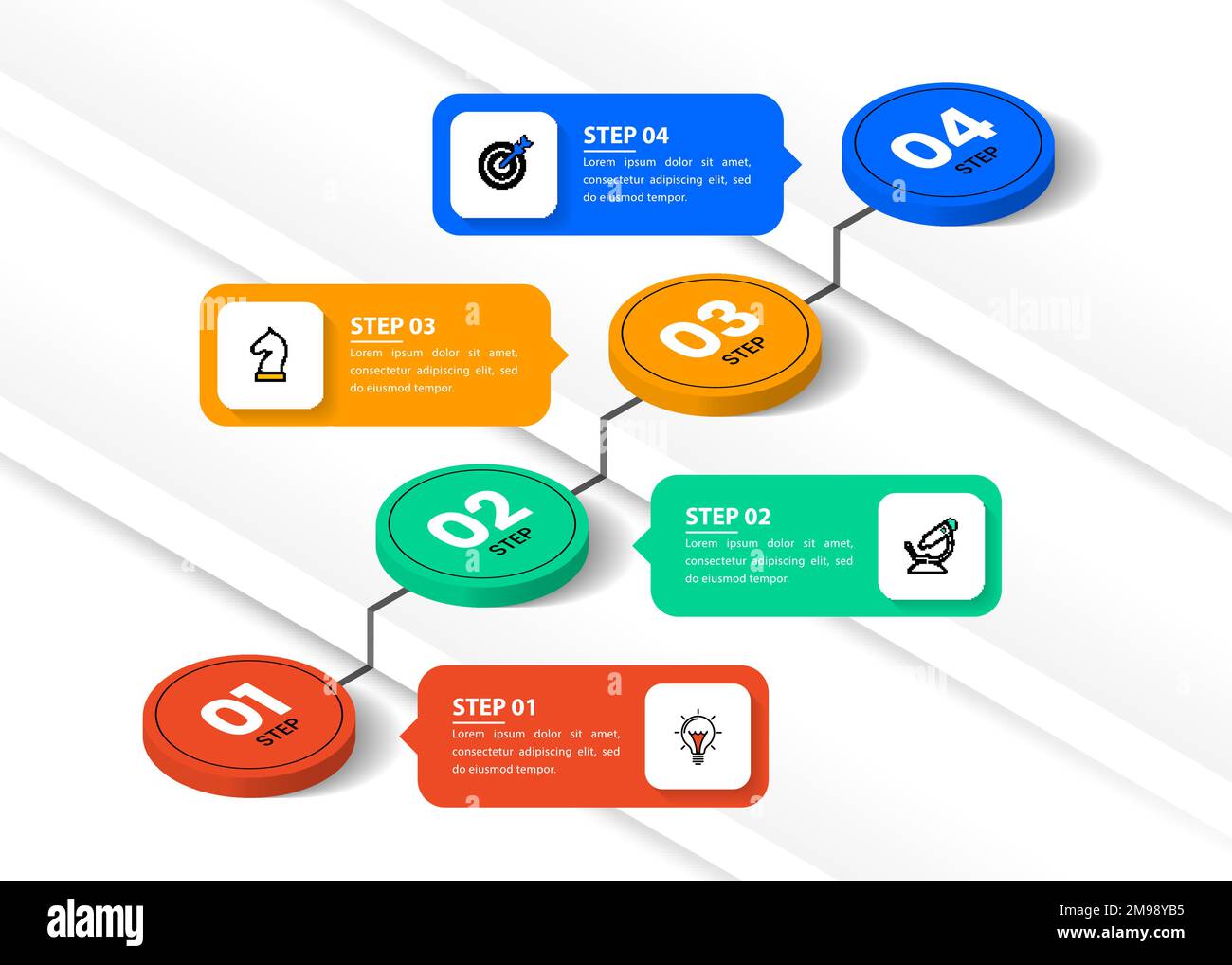 Infographic template with icons and 4 options or steps. Stairs. Can be used for workflow layout ...