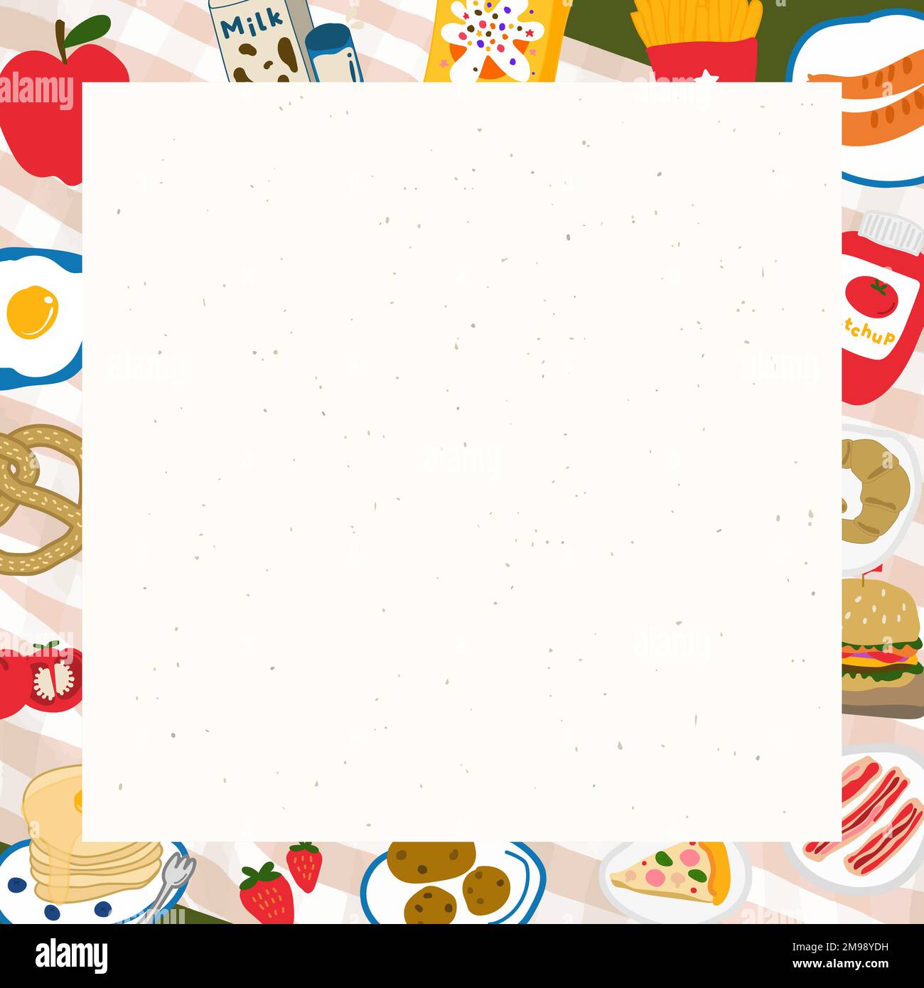 Food doodle frame on a beige background vector Stock Vector Image & Art ...