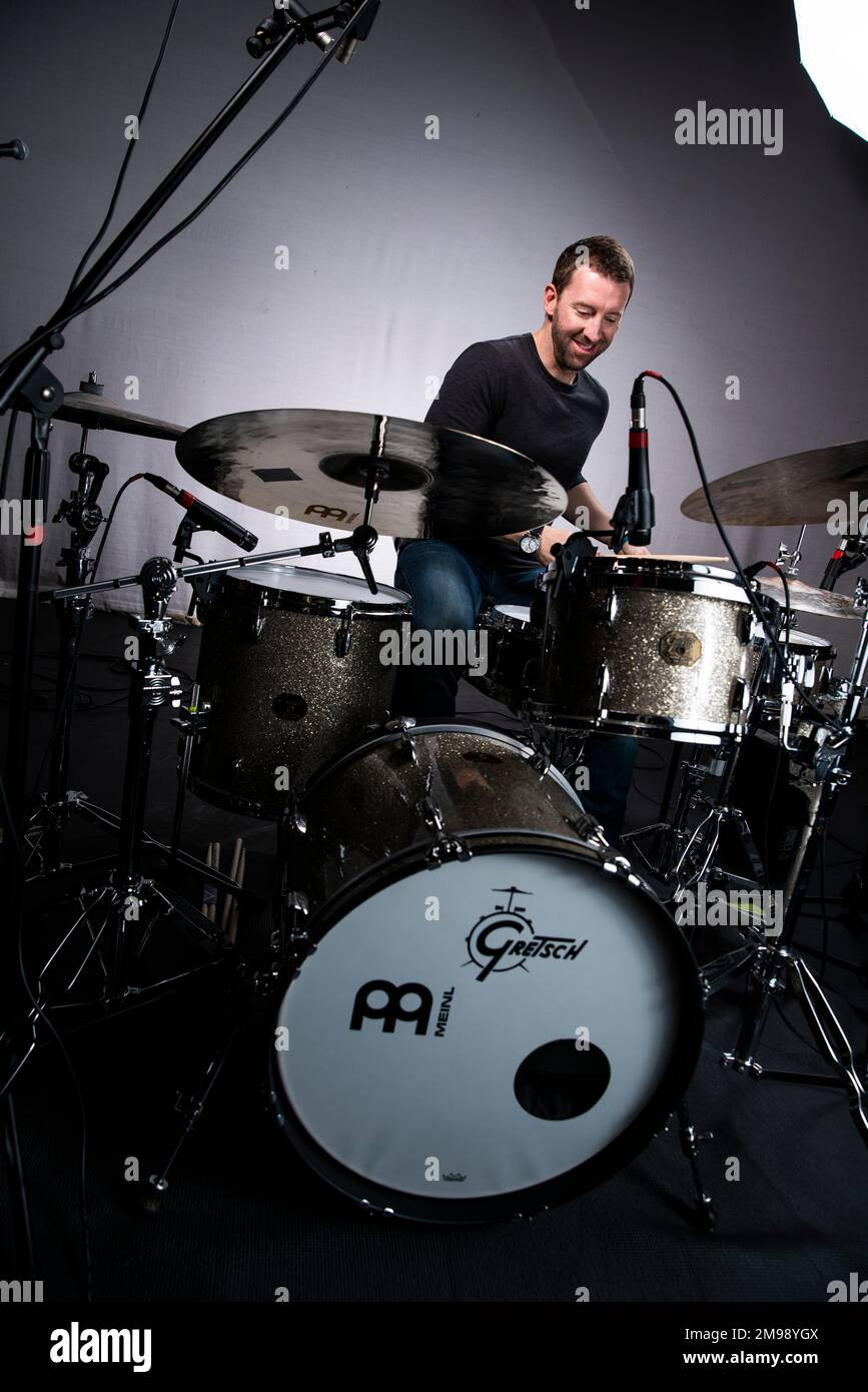 Drummer Mike Johnston photographed at The Egg, Bath Stock Photo - Alamy