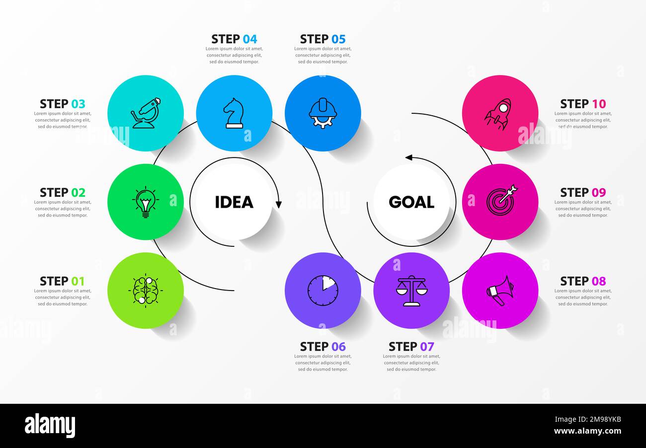 Infographic template with icons and 10 options or steps. Can be used ...