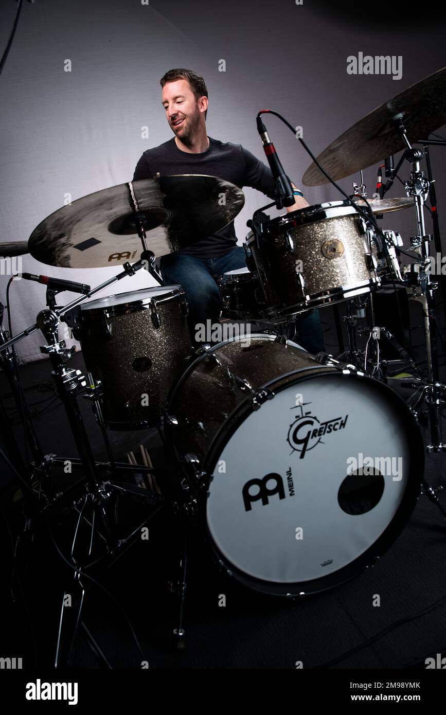 Drummer Mike Johnston photographed at The Egg, Bath Stock Photo - Alamy