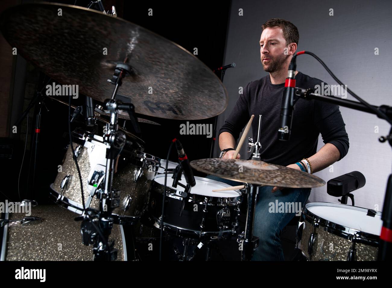 Drummer Mike Johnston photographed at The Egg, Bath Stock Photo - Alamy