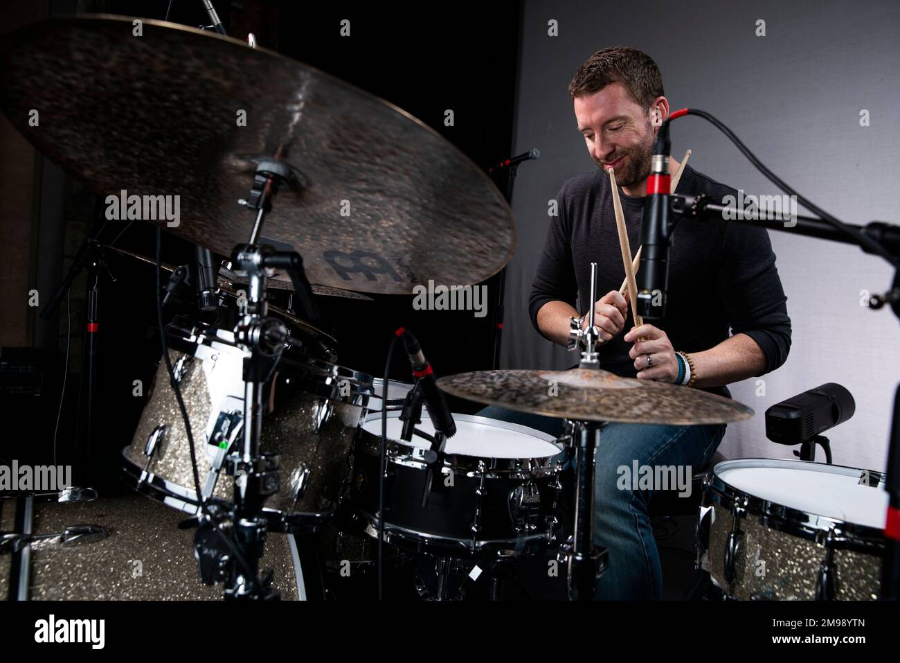 Drummer Mike Johnston photographed at The Egg, Bath Stock Photo - Alamy
