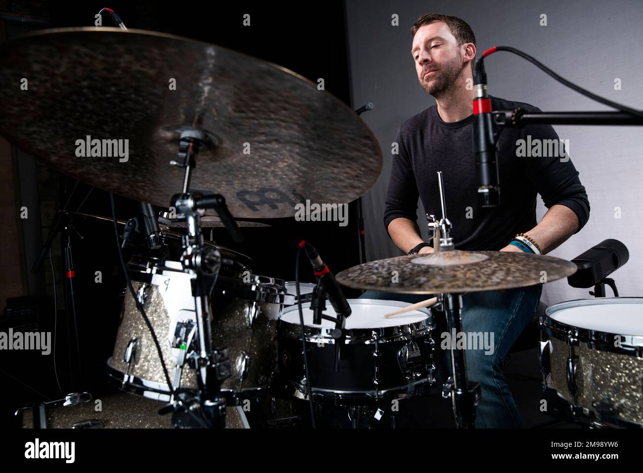 Drummer Mike Johnston photographed at The Egg, Bath Stock Photo - Alamy