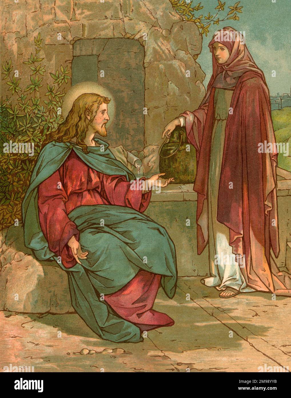 Biblical Tales by John Lawson, Jesus and the woman at the well Stock ...
