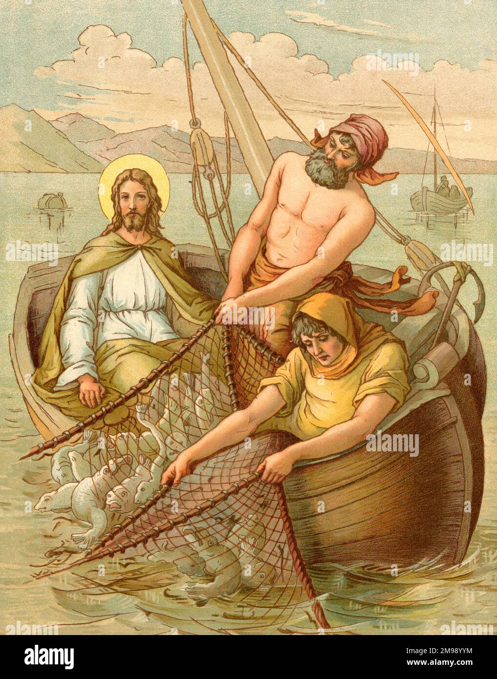 Jesus And Peter Fishing