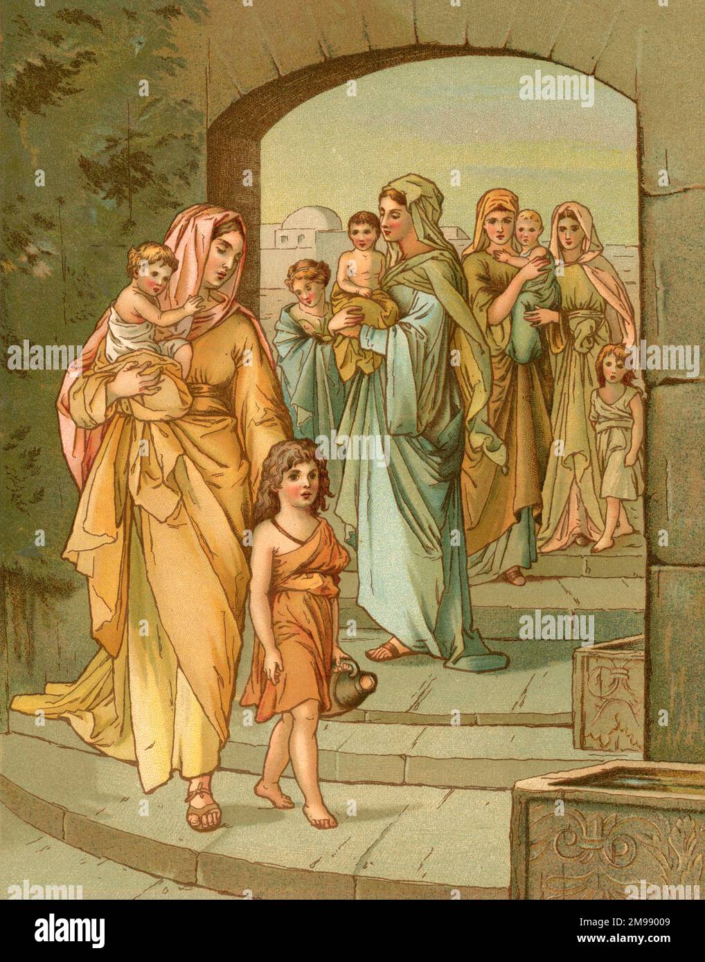 Biblical Tales by John Lawson, Mothers of Salem bringing their children ...