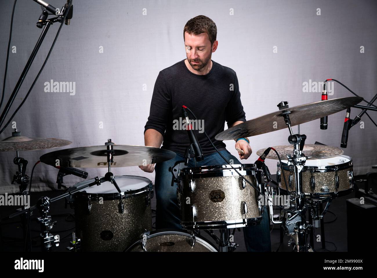 Drummer Mike Johnston photographed at The Egg, Bath Stock Photo - Alamy