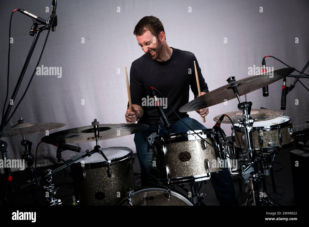 Drummer Mike Johnston photographed at The Egg, Bath Stock Photo - Alamy