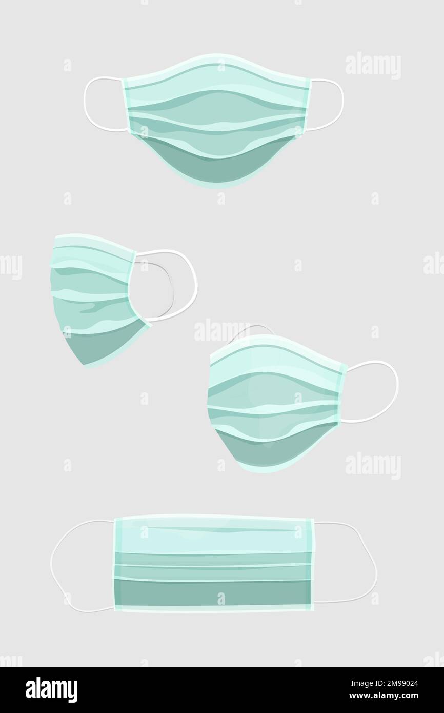 Disposable surgical mask set covid-19 awareness vector Stock Vector ...