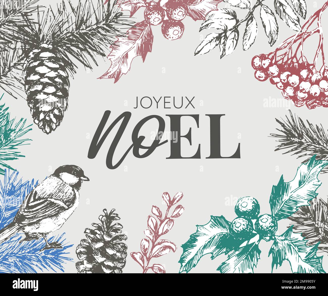 Merry Christmas in French language. Joyeux Noel modern brush vector ...