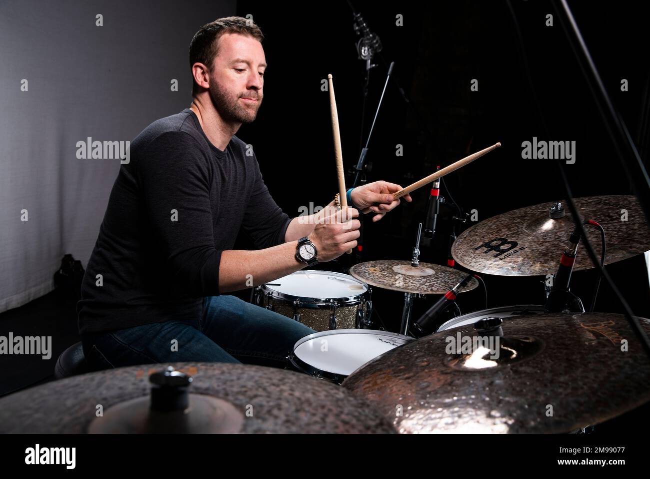 Drummer Mike Johnston photographed at The Egg, Bath Stock Photo - Alamy
