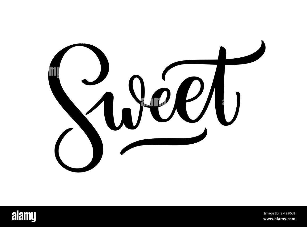 SWEET. Cute script word. Fashion typography quote. Calligraphy text ...