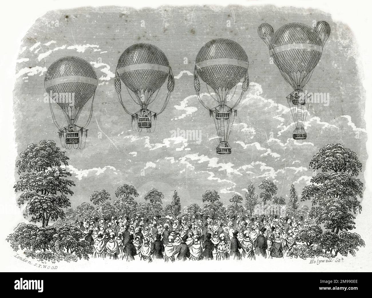 George B Bales, newly invented Aerostatic Machine - Ballooning Stock ...