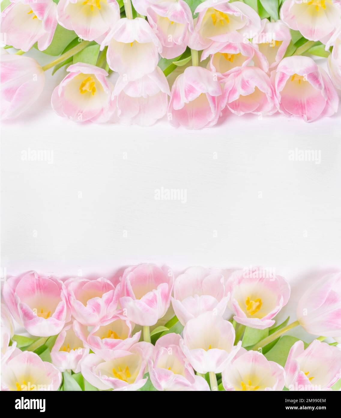 Happy Mother's Day, St Valentine's Day Card with Pink Tulip Bouquet on ...