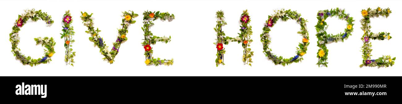 Blooming Flower Letters Building English Text Give Hope Stock Photo - Alamy
