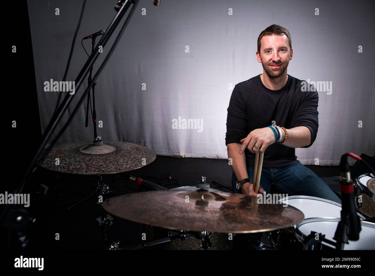 Drummer Mike Johnston photographed at The Egg, Bath Stock Photo - Alamy