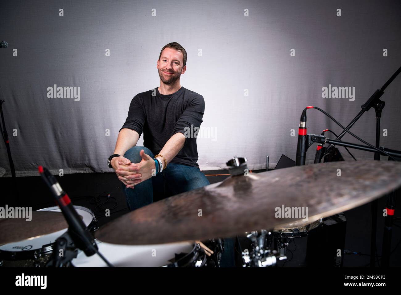 Drummer Mike Johnston photographed at The Egg, Bath Stock Photo - Alamy