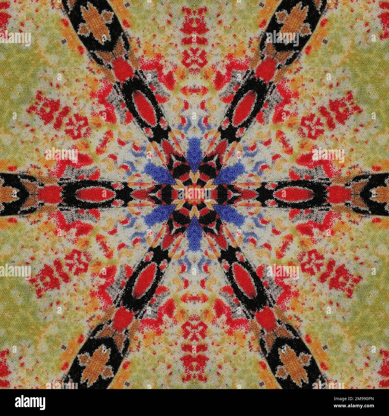 A digital illustration of a colorful kaleidoscope background for ...