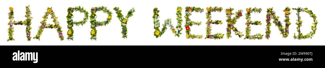 Blooming Flower Letters Building English Text Happy Weekend Stock Photo ...