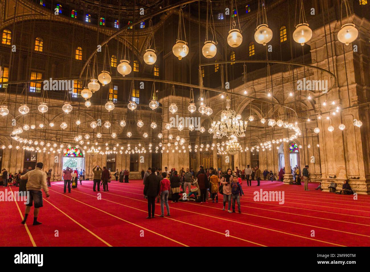 CAIRO, EGYPT - JANUARY 29, 2019: Interior of Muhammad Ali Mosque in the ...