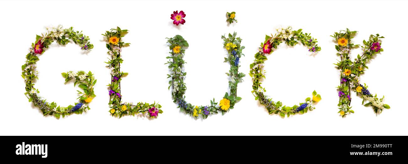 Blooming Flower Letters Building German Word Glueck Means Luck Stock ...