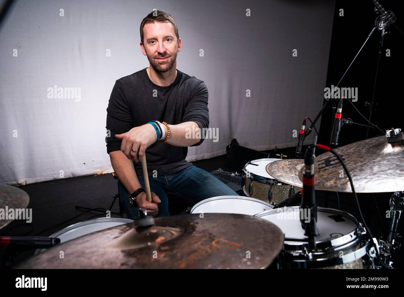 Drummer Mike Johnston photographed at The Egg, Bath Stock Photo - Alamy