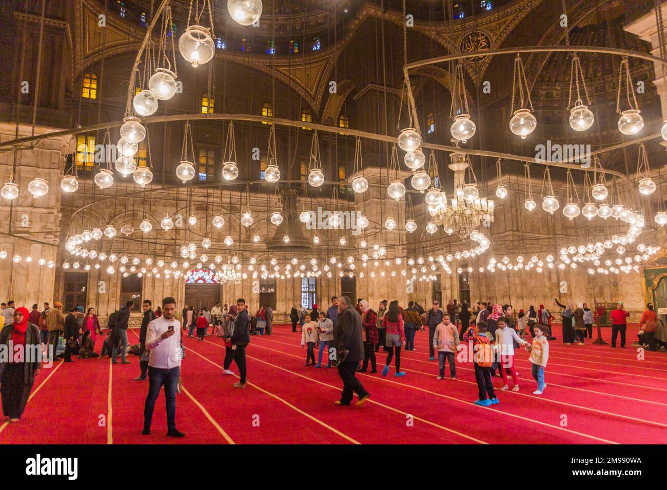 CAIRO, EGYPT - JANUARY 29, 2019: Interior of Muhammad Ali Mosque in the ...
