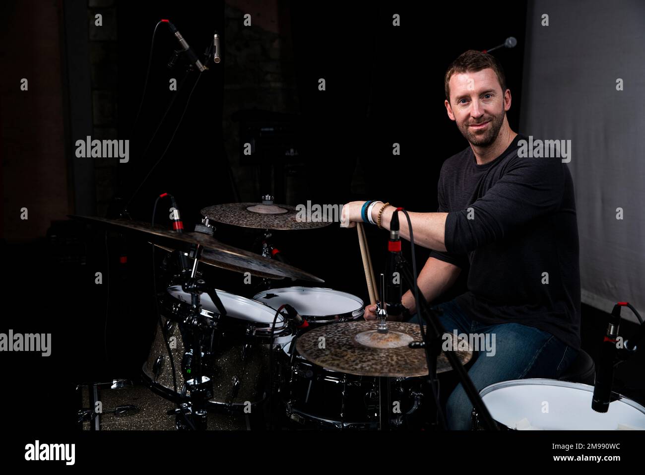 Drummer Mike Johnston photographed at The Egg, Bath Stock Photo - Alamy