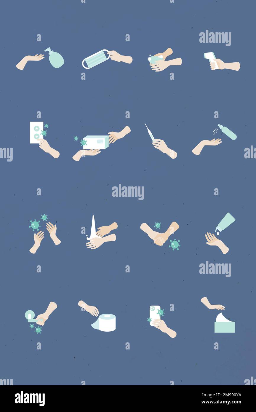 Coronavirus prevention and protection hand icon set vector Stock Vector ...