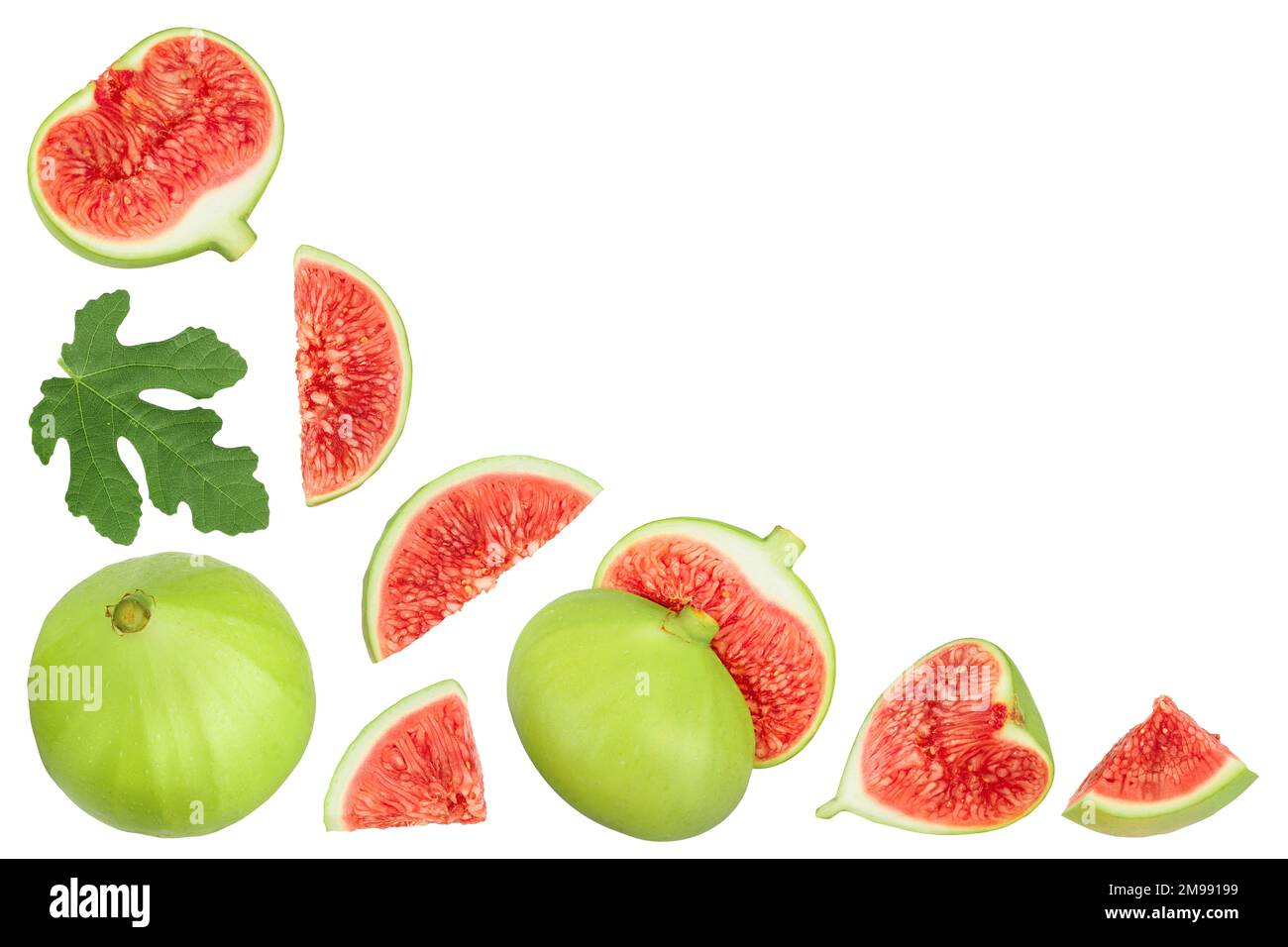 Ripe green fig fruit isolated on white background with full depth of ...