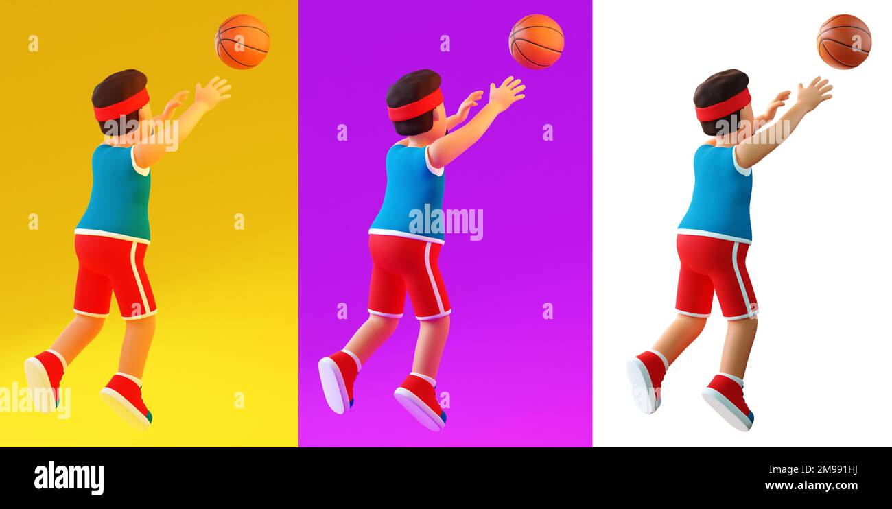 Basketball player throws the ball - back view Stock Photo - Alamy