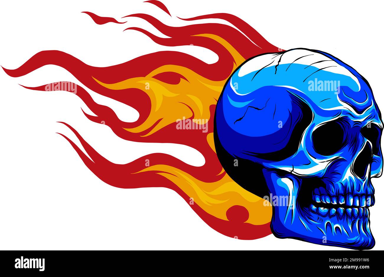 Skull on Fire with Flames Vector Illustration Stock Vector Image & Art ...