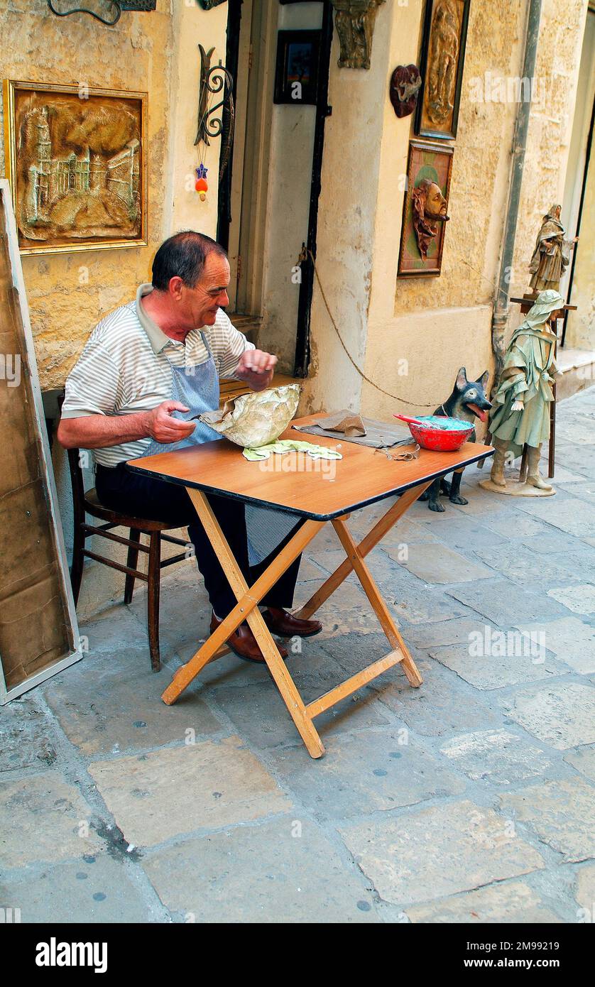 Lecce, Italy - June 14th 2007: Artisan produce goods made with papier ...