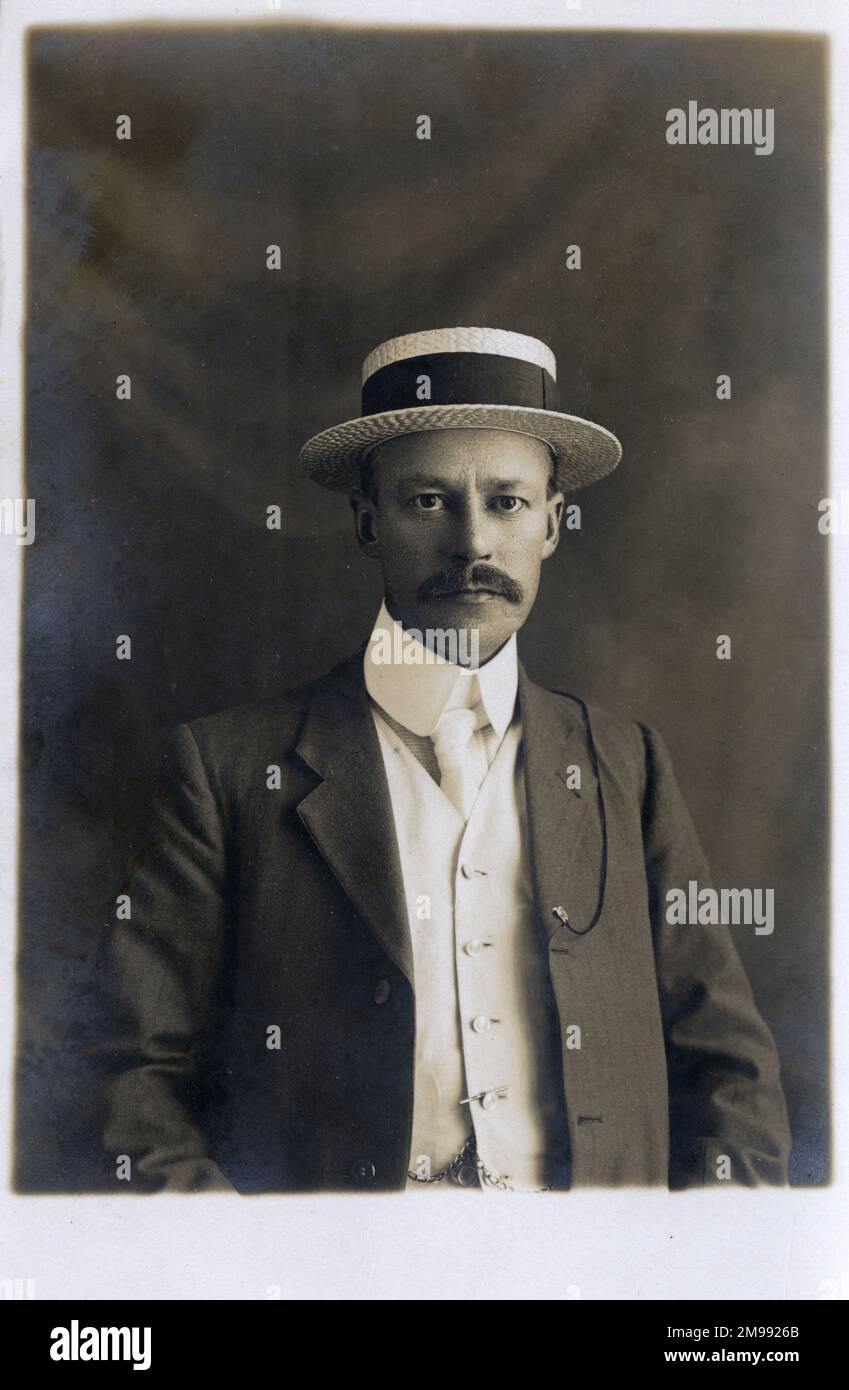 Smart and Handsome British Gentleman in straw boater hat, starched ...