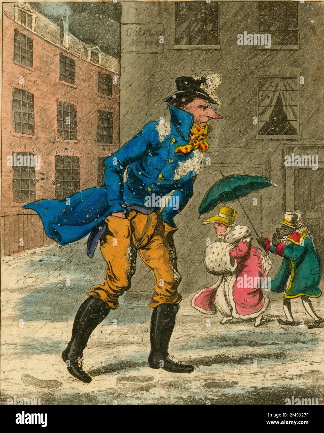 Cartoon, Very Cold, showing a Christmas Snow Scene Stock Photo - Alamy