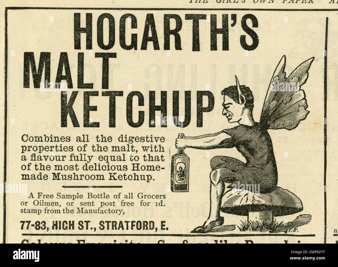 Advert, Hogarth's Malt Ketchup, October 1888 Stock Photo - Alamy
