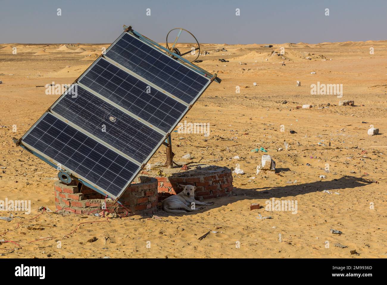 Solar panel in a desert, Egypt Stock Photo - Alamy