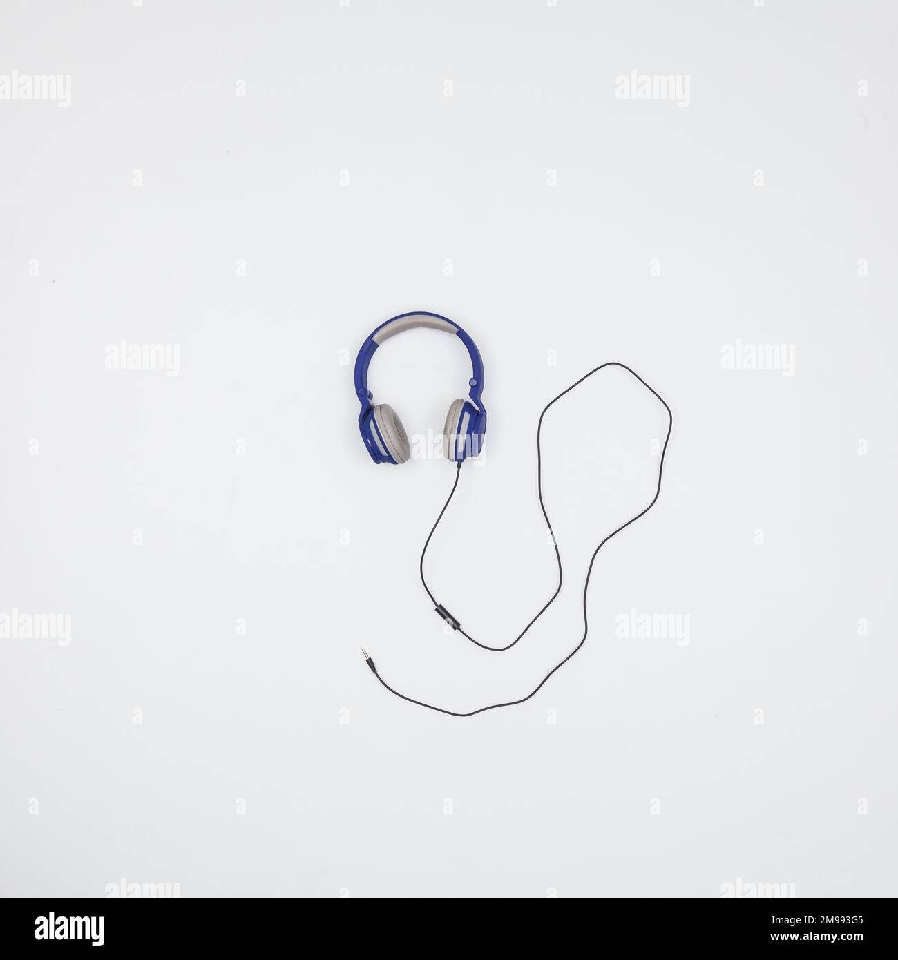 Top view of headphones on white background Stock Photo - Alamy