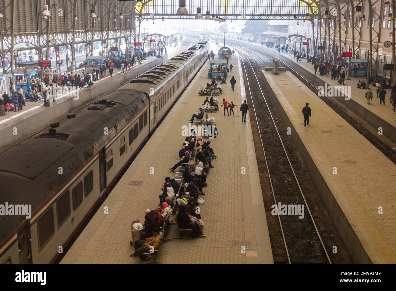 CAIRO, EGYPT - FEBRUARY 1, 2019: Platforms of Ramses Railway Station in Cairo, Egypt Stock Photo ...