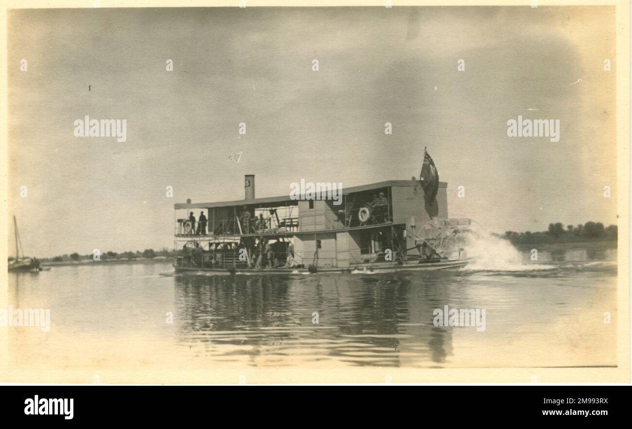 Paddle boat with war gifts, Basra, Iraq, going up the River Tigris to ...