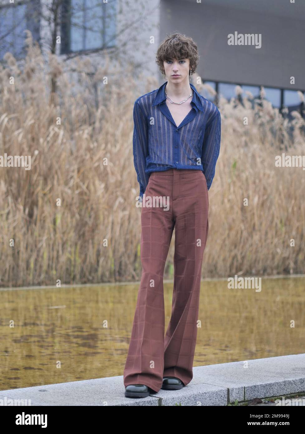 Daniel Millar street style outfit after Etro fashion show during Milano ...