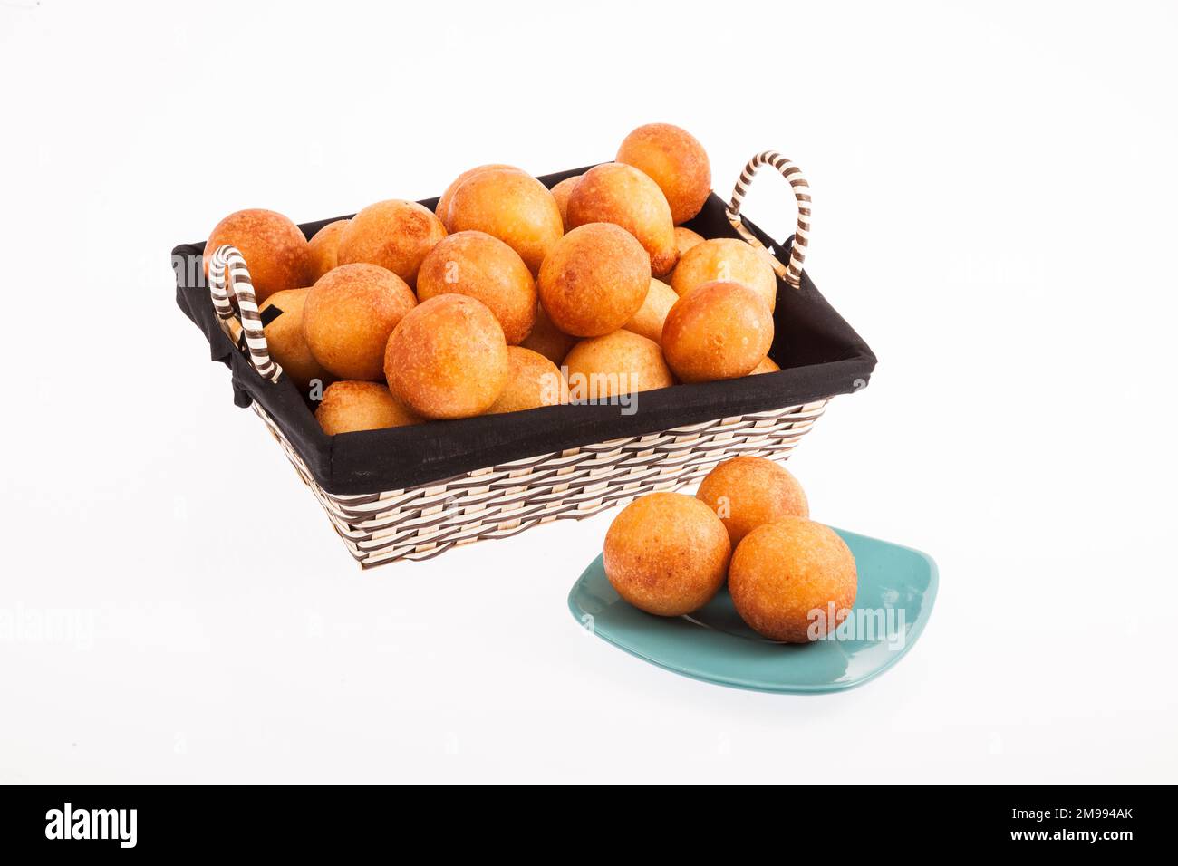 Traditional Colombian Buñuelo - Deep Fried Cheese Bread On White ...