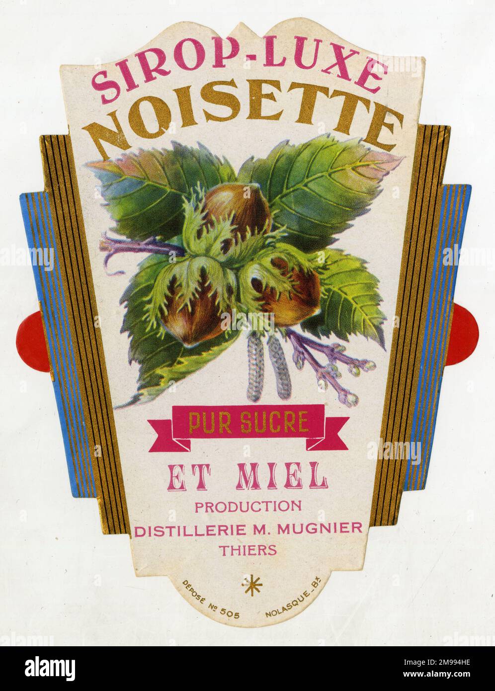 French Drinks Bottle Label, Sirop-Luxe Noisette, a syrup made of sugar ...