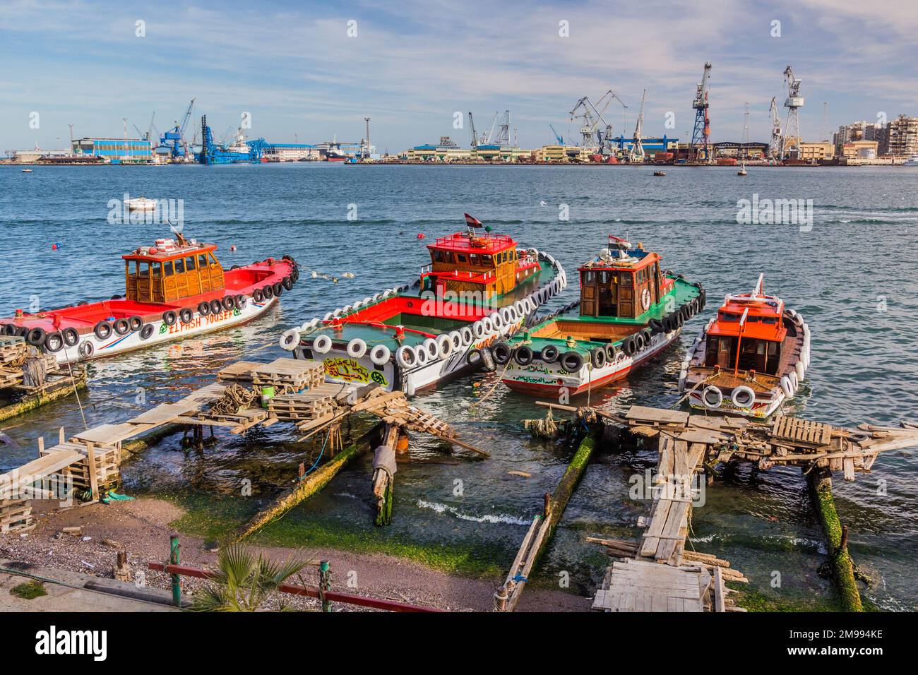PORT SAID, EGYPT - FEBRUARY 3, 2019: View of the Suez canal in Port ...
