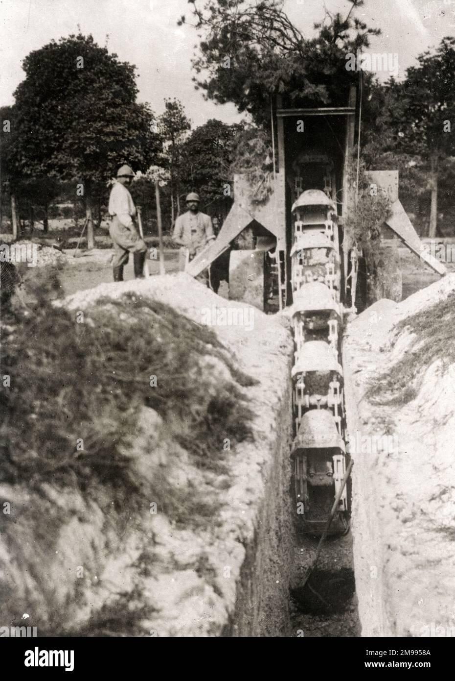 An Allied trench plough in action during the First World War - they ...