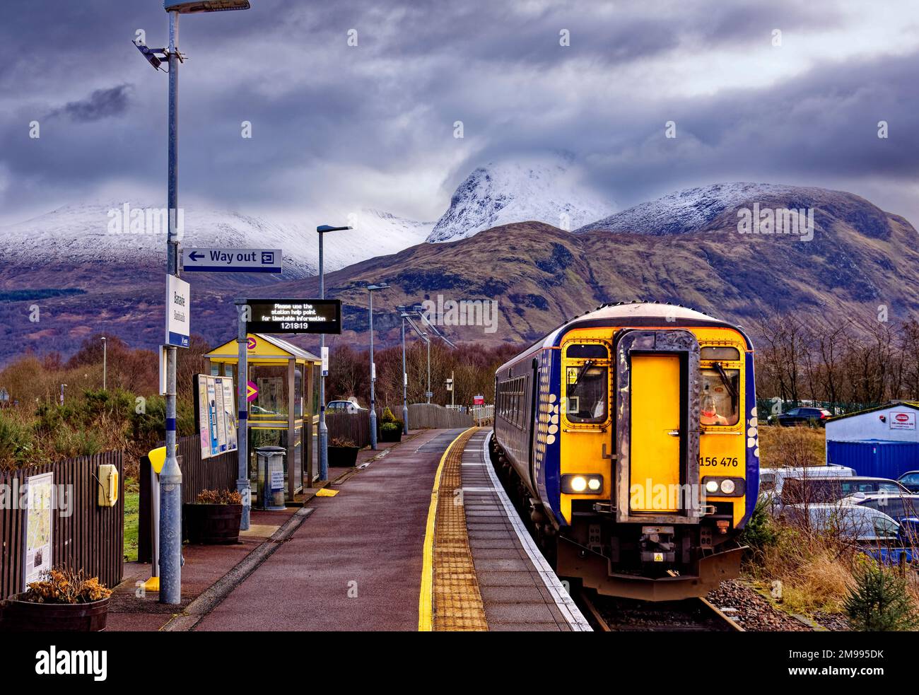 Fort William Scotland a ScotRail train arriving at Banavie station in ...